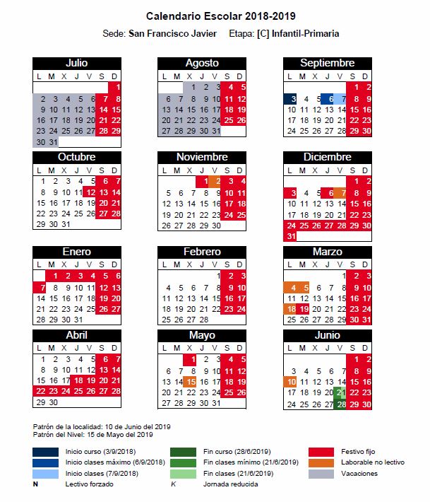 Calendario escolar 2018-2019 | C.P.E.P. SAN FRANCISCO JAVIER (MENDAVIA)